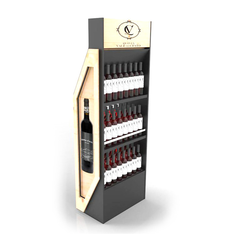 Customized Free Standing Wine Display Stand Wine Rack Wood Storage ...