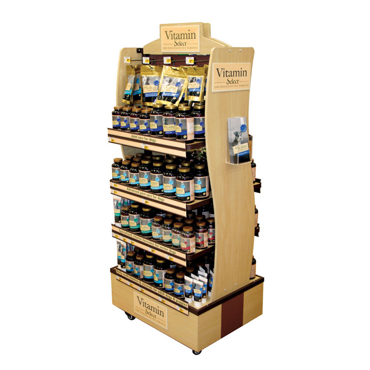 Custom Vitamin Products Display Stand Floorstanding Wooden Display ...