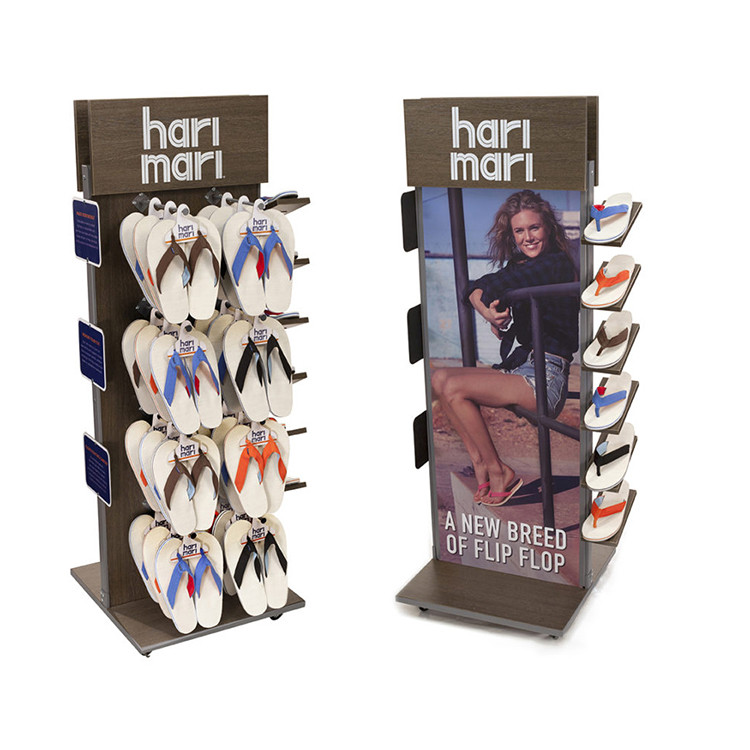 Wood Painted Shoe Display Stand Gondola Slipper Display Stand For ...
