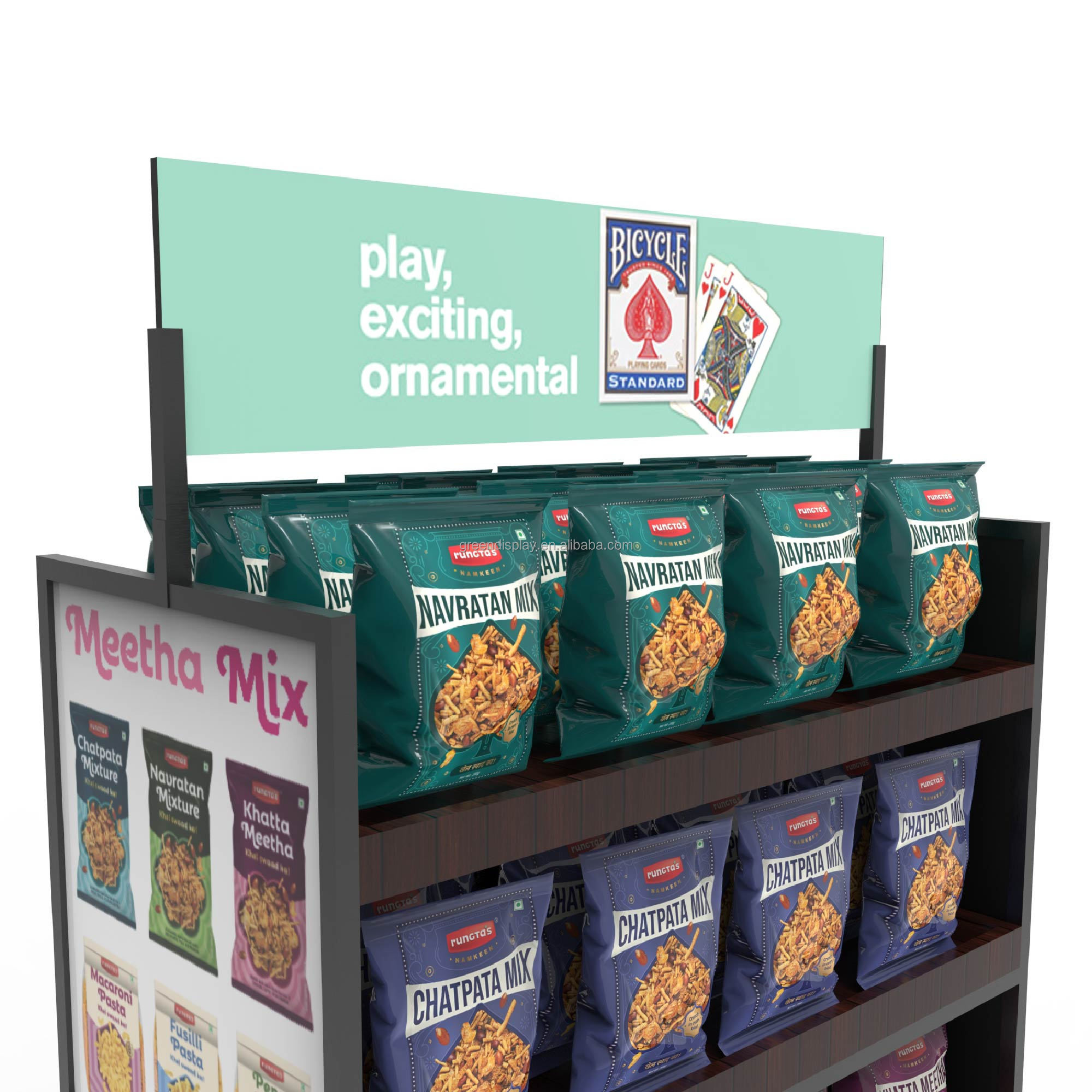 Sheet shaped snack metal display rack for food packaging suitable for ...